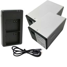 TRADESHOP 3in1 Set: 2x Akku (15000mAh) + Dual Ladegerät inkl. Micro-USB-Kabel kompatibel mit Arlo Netgear Go 2, Pro 3, Pro 3 Light, Pro 3 Floodlight