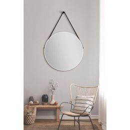 Talos - White Style Spiegel rund � 80 cm � runder Wandspiegel in matt wei� � Badspiegel rund mit hochwertigen Aluminiumrahmen - Dekospiegel