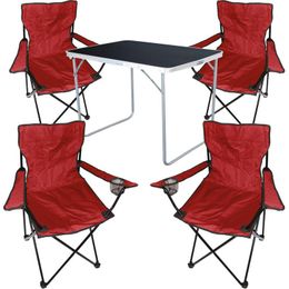 Mojawo 5-tlg Campingsessel Rot + Campingtisch-MMC330870B+4xMPO2455