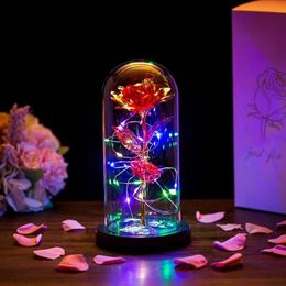 Rhafayre - galaxy rose, Geschenke für Mutter led -Lichter ewiger Kristall, Schönheit und Biest Rose, Rose in Glas Dome Galaxy Rose Blumengeschenk für