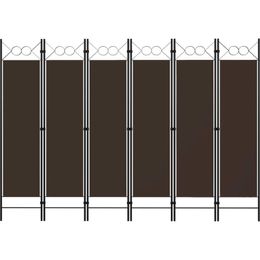 6-tlg. Raumteiler, Paravent, Trennwand Sichtschutz Braun 240 x 180 cm NMKS24680 MAISONCHIC