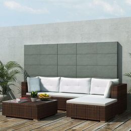 5-tlg. Garten-Lounge-Set mit Auflagen Poly - Braun - Prolenta Premium