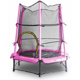Kindertrampolin Gartentrampolin 140 cm Fitness Trampolin Komplettset für Indoor und Outdoor (Pink)
