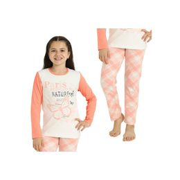 LOREZA Pyjama Mädchen Schlafanzug zweiteilig Set Langarm