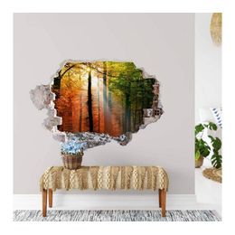 K&L WALL ART K&L Wall Art Wandtattoo 3D Wandtattoo Herbst Deko Aufkleber goldener Wald Bäume Wandsticker