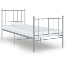 Bettgestell Bettrahmen für Erwachsene, Metallbett Bett Grau Metall 90x200 cm -BVE36125