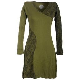 Vishes Jerseykleid Asymmetrisches Lagenlook Kleid mit Spitze bedruckt Hippie