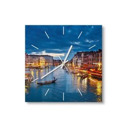 DEQORI Wanduhr 'Venedigs Canal Grande' (Glas Glasuhr modern Wand Uhr Design Küchenuhr)