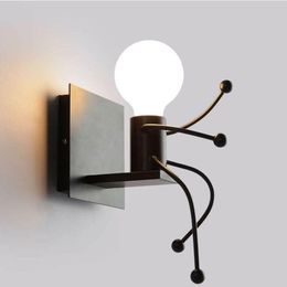 Wandleuchte, E27 kreative Wandleuchten kleine Iron Man Lampe moderne Wandleuchte, ohne Glühbirne