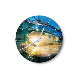 DEQORI Wanduhr 'Blick durch Welle' (Glas Glasuhr modern Wand Uhr Design Küchenuhr)