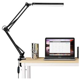 10W led Schreibtischlampe Tischlampe dimmbar Leselampe flexibel Bürolampe mit Schwenkarm geeignet für Büro - Schwarz - VINGO