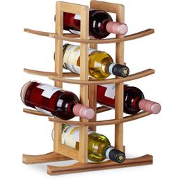 Weinregal Bambus, kleiner Weinständer für 12 Flaschen, 4 Ebenen, liegend, freistehend, hbt 42,5x30x16cm, natur - Relaxdays