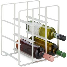 Weinregal, 9 Flaschen, Eisen pulverbeschichtet, Weinhalter stehend, Küche & Bar, hbt: 30 x 27,5 x 20 cm, weiß - Relaxdays