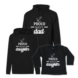 G-graphics Kapuzenpullover Proud Navy Dad & Daughter (Familienset