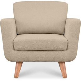 Klassische Sessel mit Armlehnen tagio, Beige, Stoff, Scandinavian, 86x80x88 cm - Konsimo