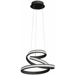 Wofi Lampen Deckenlampen Wohnzimmer hängend Esstischlampe Modern schwarz led Hängelampe dimmbar, Metall geschwungen, 32W 2000Lm warmweiß, DxH 41x150 cm
