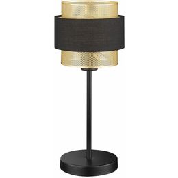 Tischlampe schwarz gold Metall Tischleuchte Schlafzimmer Nachttischlampe schwarz gold, Eisen Stahl, E27 Fassung, DxH 20x44 cm Wofi 11774