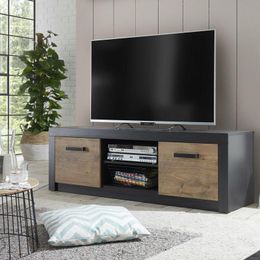 Lomadox - TV-Lowboard Wohnzimmer BAKU-61 in Fresco anthrazit mit Kastanienbraun, BxHxT: ca. 153x49x42 cm - braun