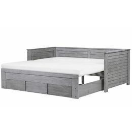 Beliani - Tagesbett HolzGrau 90 x 200 cm Ausziehbar 3 Schubladen Mit Lattenrost Holzfurnierte mdf Platte Elegant Scandinavien Stil - Grau