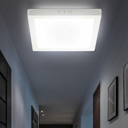 V-TAC Led Aufbaupanel Deckenlampe Deckenleuchte Wohnzimmerlampe Flurleuchte, Kunststoff weiß quadratisch, 12W 1200lm 3000K warmweiß, l 16,7 cm