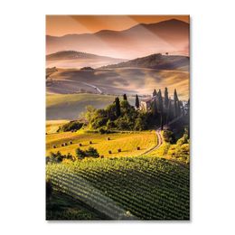 Pixxprint Glasbild Wunderschöne Toskana Landschaft
