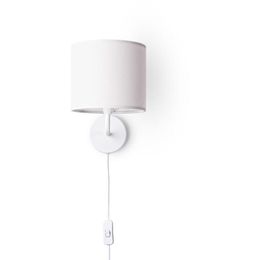 Tischlampe Wandleuchte Wohnzimmerlampe Schlafzimmer Lampenschirm Stoff Uni Wandleuchte - Weiß, Weiß (Ø18 cm) - Paco Home