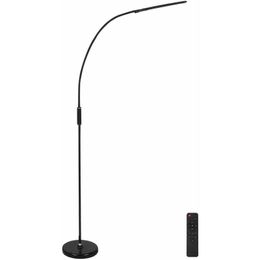 Beliani Stehlampe led Schwarz Metall und Kunststoff 220 cm Dimmbar Verstellbar mit Timer Fernbedienung Bogenform Langes Kabel mit Schalter Bogenlampe