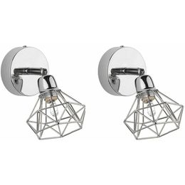 Beliani Wandleuchte Silber Metall 2er Set verstallbar Diamant Form Industrie Look Moderne Wandlampe - Silber