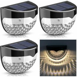 Led Solar Wandleuchte, IP65 Wasserdicht Solarleuchten Außenzaun Solarlampen Beleuchtung Dekoration für Garten Garage Balkon Wand Treppe Weg