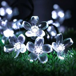 Solar-Blumen-Lichterketten für den Außenbereich, wasserdicht, 7 m, 50 LEDs, Blume, Sakura, Pfirsich, Solar-Lichterkette für Garten, Weihnachtshäuser,