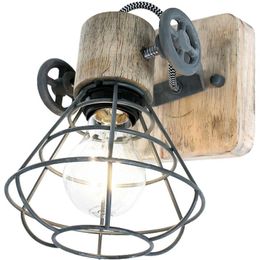 etc-shop - Retro Wand Lampe Käfig Design Arbeits Zimmer Holz Spot Lampe dimmbar im Set inkl rgb led Leuchtmittel