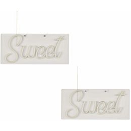 etc-shop Neon Sign Sweet led Schild Schrift Neonschriftzug Wand Neon Light pink, Silikon weiß, 5 Watt, LxH 45x20 cm, 2er Set