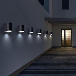 etc-shop 6er Set Außen Wand Down Leuchten Alu Druck Guss schwarz matt Terrassen Fassaden Glas Lampen