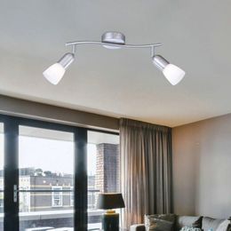 etc-shop Wand Decken Spot Lampe Leuchte Metall Nickel Matt Glas Weiß Schlaf Zimmer Flur