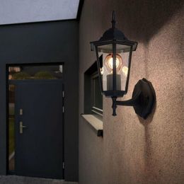 etc-shop Außenwandleuchte schwarz Laterne Haustürleuchte Gartenlampe, Aluminium Glas, BxH 17x36 cm