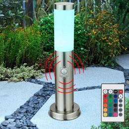 etc-shop Led Wegeleuchte Außenleuchte mit Bewegungsmelder Stehlampe dimmbar mit Fernbedienung Gartenleuchte, rgb Farbwechsel, 8,5W 806lm warmweiß, DxH 12,7x45