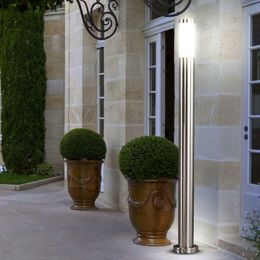 etc-shop - Stehleuchte Gartenlampe led Außenleuchte Säulenleuchte Eingangsbeleuchtung Garten, IP44 Edelstahl silber opal, 1x led 10W, DxH 12,7x110 cm