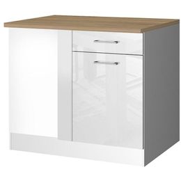 Lomadox - Küchen-Eck-Unterschrank 110 MARANELLO-03 Weiß Hochglanz Breite 110 cm - weiß