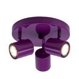 etc-shop Deckenleuchte led Flurlampe schwenkbar Kinderzimmerleuchte lila Deckenlampe 3-Flammig, metall, 3x led 3W 200lm warmweiß, d 22 cm
