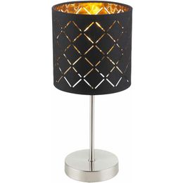 etc-shop Design Tisch Lampe Schlaf Zimmer Strahler Schalter Textil Muster Beistell Leuchte Gold