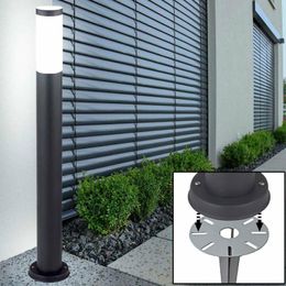 etc-shop Edelstahl Steck Steh Leuchte Garten Weg Erdspieß Außen Lampe anthrazit im Set inkl. led Leuchtmittel