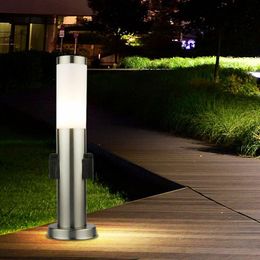 etc-shop Außenleuchte mit Steckdose 45cm Stromsäule Garten mit Lampe Aussenleuchten Garten Standleuchte led, 1x 9W 810lm 3000K, DxH 13,1x45 cm