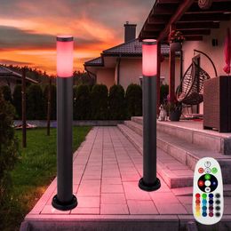 etc-shop - 2er Set Außen Steh Leuchte anthrazit Fernbedienung Garten Außen lampe dimmbar im Set inkl. rgb led Leuchtmittel