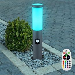 etc-shop - Steh Leuchte Balkon sensor Edelstahl anthrazit Sockel Lampe dimmbar im Set inkl. rgb led Leuchtmittel