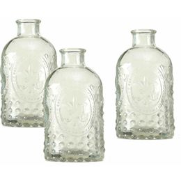 Spetebo - Glas Vasen 12 cm - 3er Set - Tischvase Blumenvase Tisch Deko Klarglas Flasche