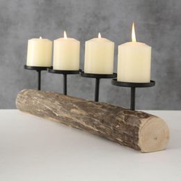 Spetebo - Eukalyptus Kerzenhalter 51 cm - für 4 Kerzen - Holz Kerzen Ständer Adventskranz