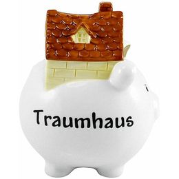 Spetebo Sparschwein Traumhaus - 19 x 14 cm - Sparbüchse Spardose Hausbau Richtfest Hochzeit