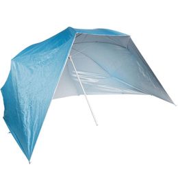 Spetebo Sonnenschirm blau mit Seitenteilen - ø 240 cm - Strandschirm mit 50+ uv Schutz und Tragetasche
