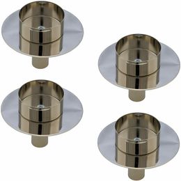 Spetebo - Flaschen Teelicht Halter aus Metall - 4er Set / 7,5 cm - silber