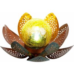 etc-shop Led Garten Solar Lampe Tisch Leuchte Lotus Blume Deko Beleuchtung Balkon Hof Leuchte grün gold